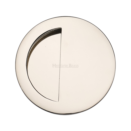 Round Half Moon Flush Pull Polished Nickel finish