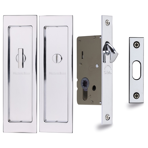 Flush Pull Privacy Set 197mm Polished Chrome finish