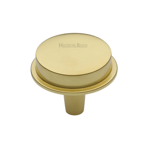 Heritage Brass Cabinet Knob Flat Top Design 32mm Polished Brass finish