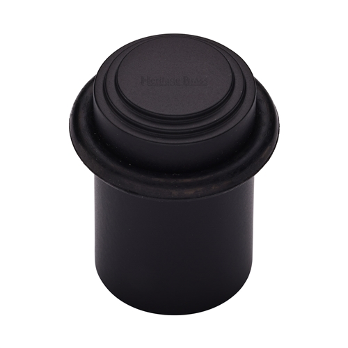 Heritage Brass Round Door Stop Stepped Matt Black finish