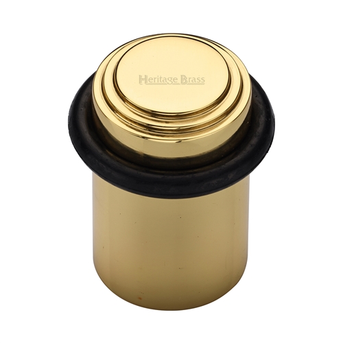 Heritage Brass Round Door Stop Stepped Polished Brass finish
