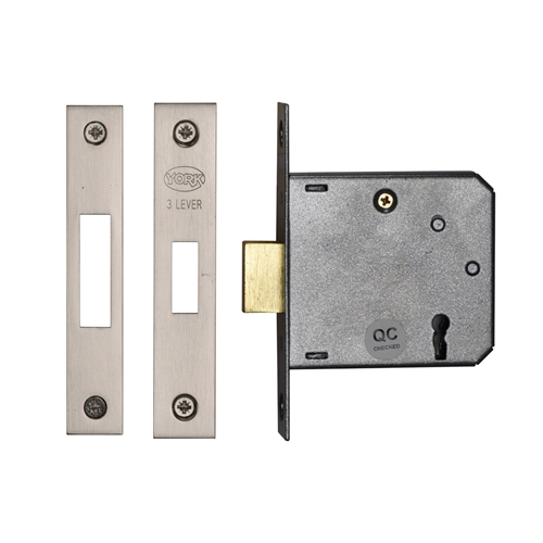 3" Deadlock 3 Lever Satin Chrome/Nickel