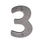 Rustic Pewter Numeral 3 Face Fix 76mm (3")