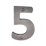 Rustic Pewter Numeral 5 Face Fix 76mm (3")