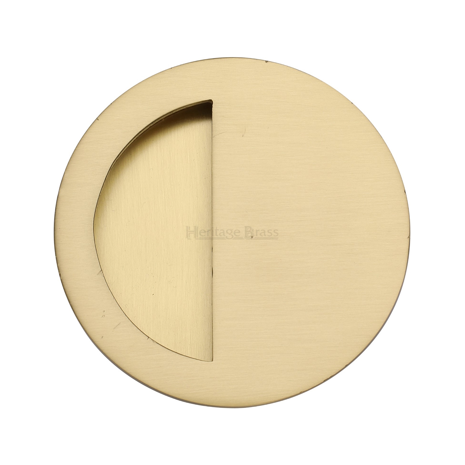 Round Half Moon Flush Pull Satin Brass finish