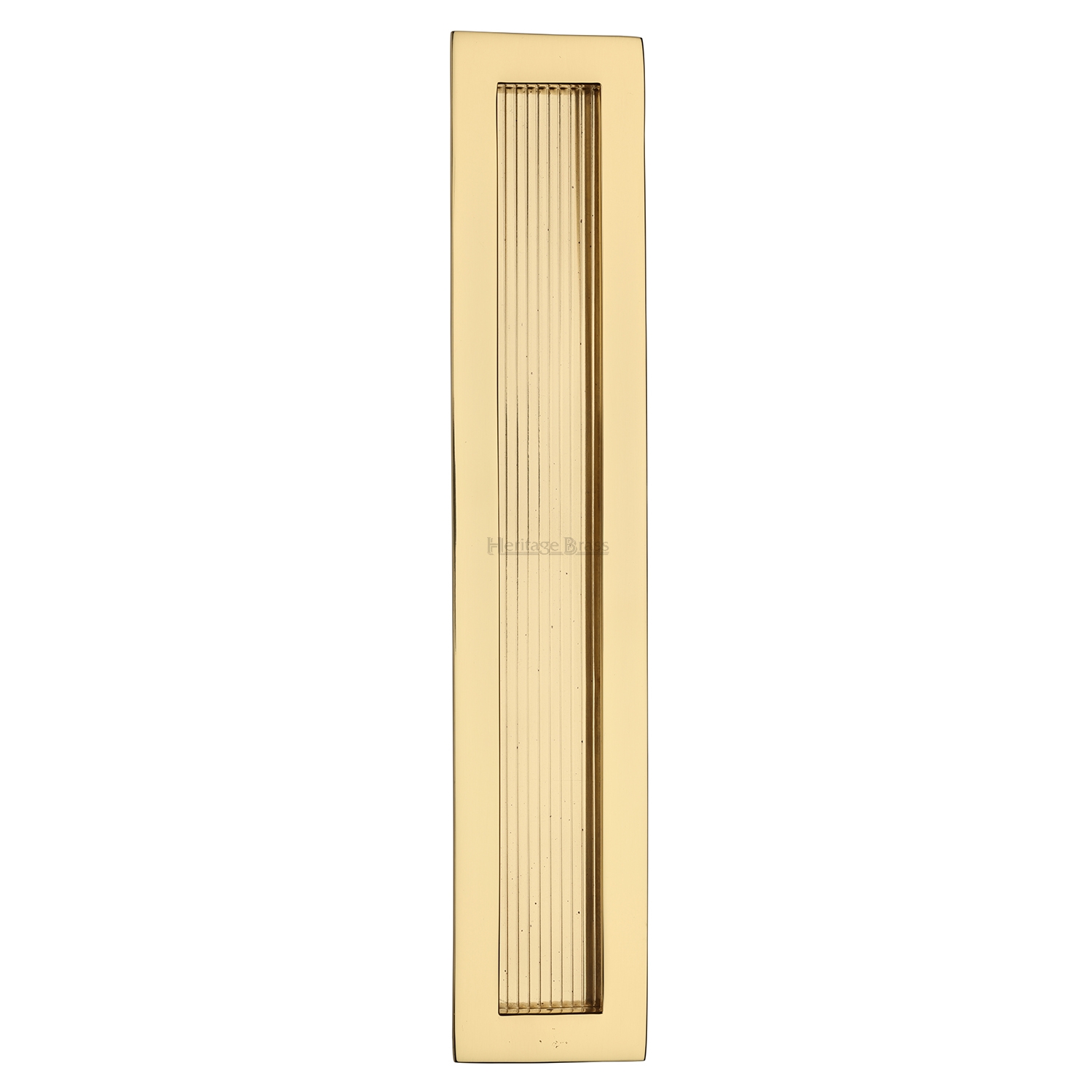 Reeded Rectangular Flush Pull 300 x 58mm Polished Brass finish