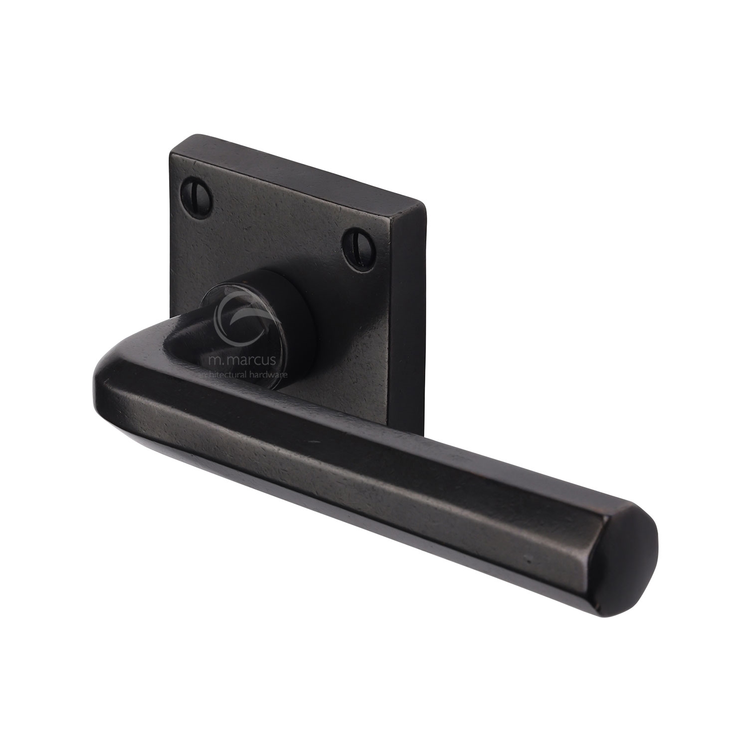 Rustic Bronze Door Handle Lever Latch on Square Rose Octave Design ...