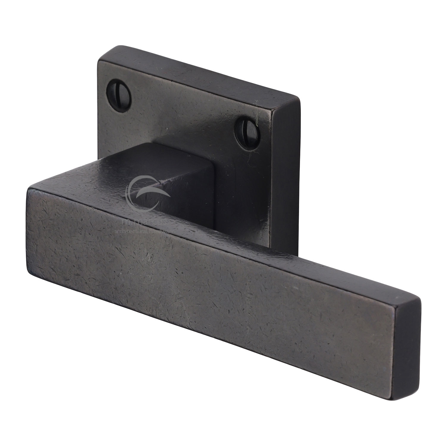 Rustic Dark Bronze Door Handle Lever Latch on Square Rose Hanwood Design