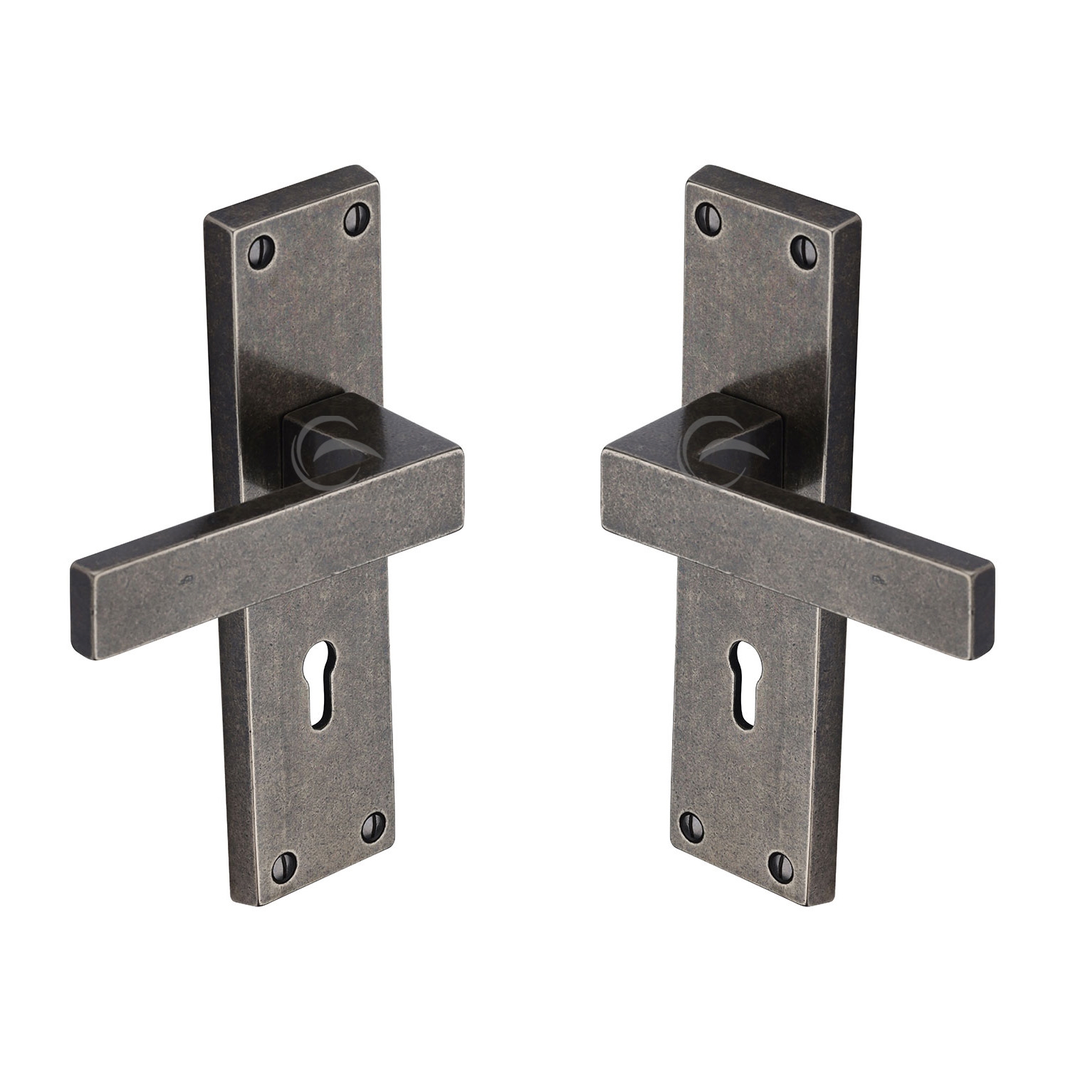 Rustic Pewter Door Handle Lever Lock Cheswell Design