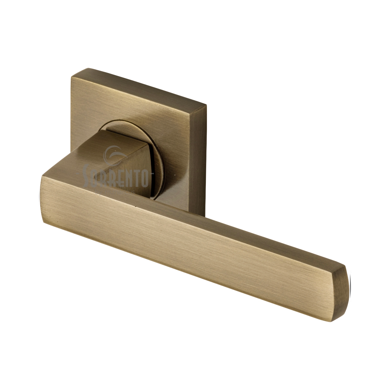 Axis Door Handle on Square Rose - Antique on Zinc