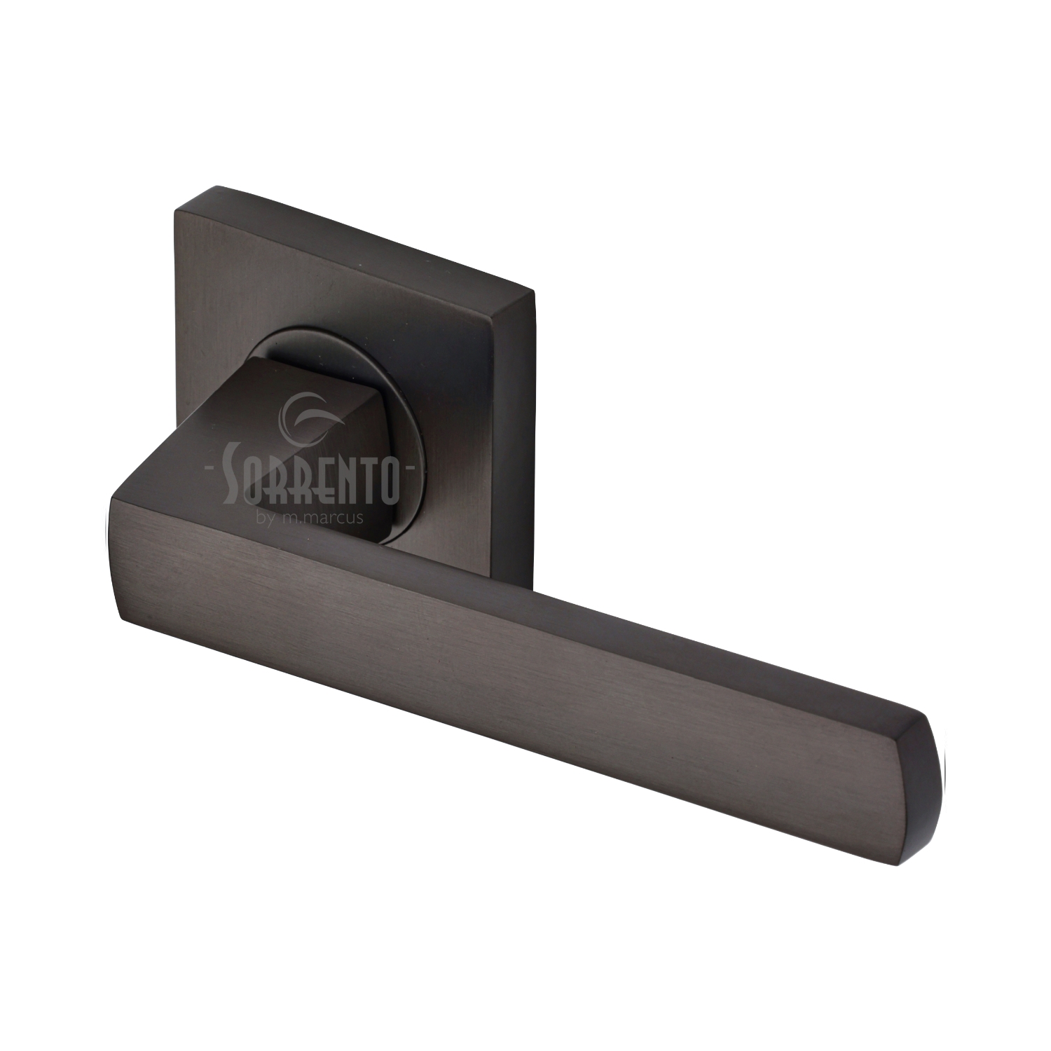 Axis Door Handle on Square Rose - Matt Bronze on Zinc
