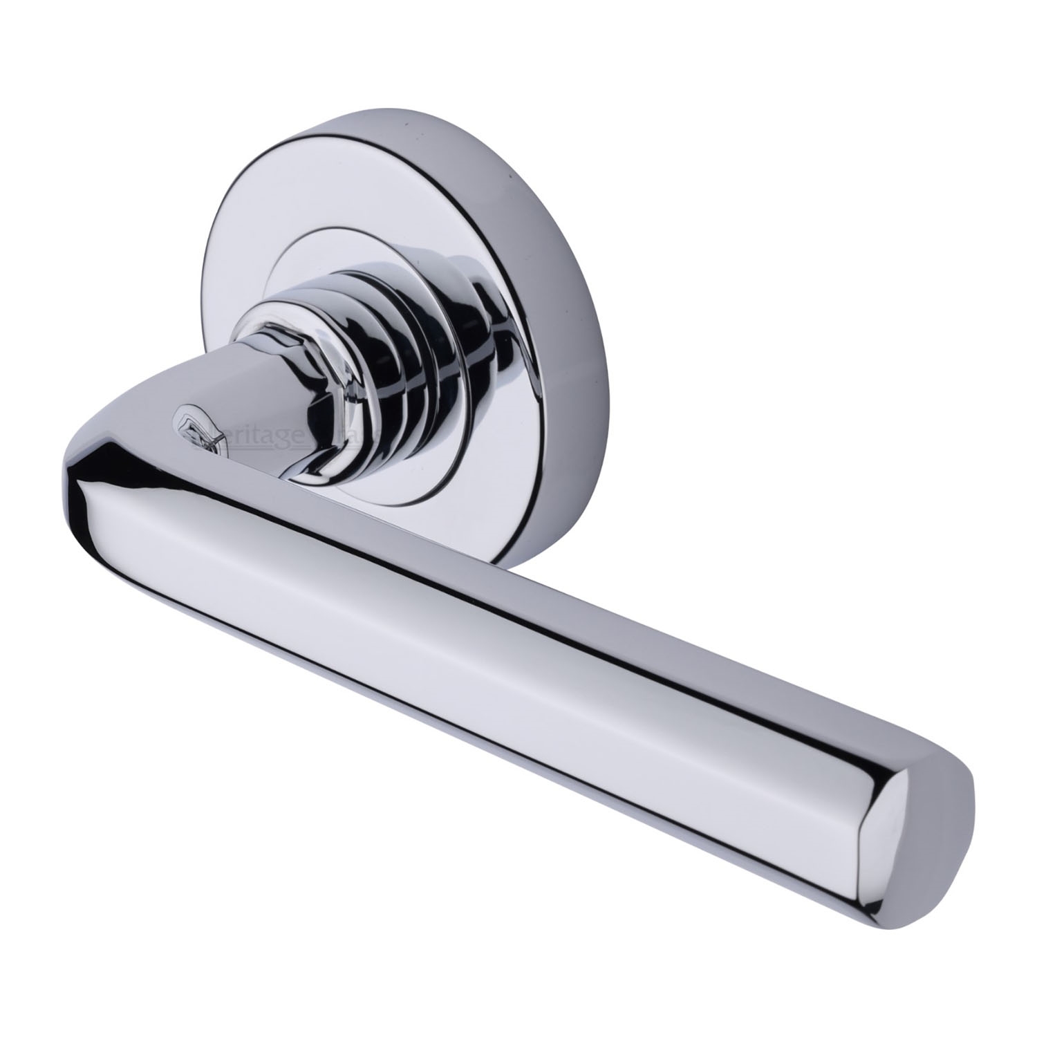 Heritage Brass Door Handle Lever Latch on Round Rose Octave Design ...