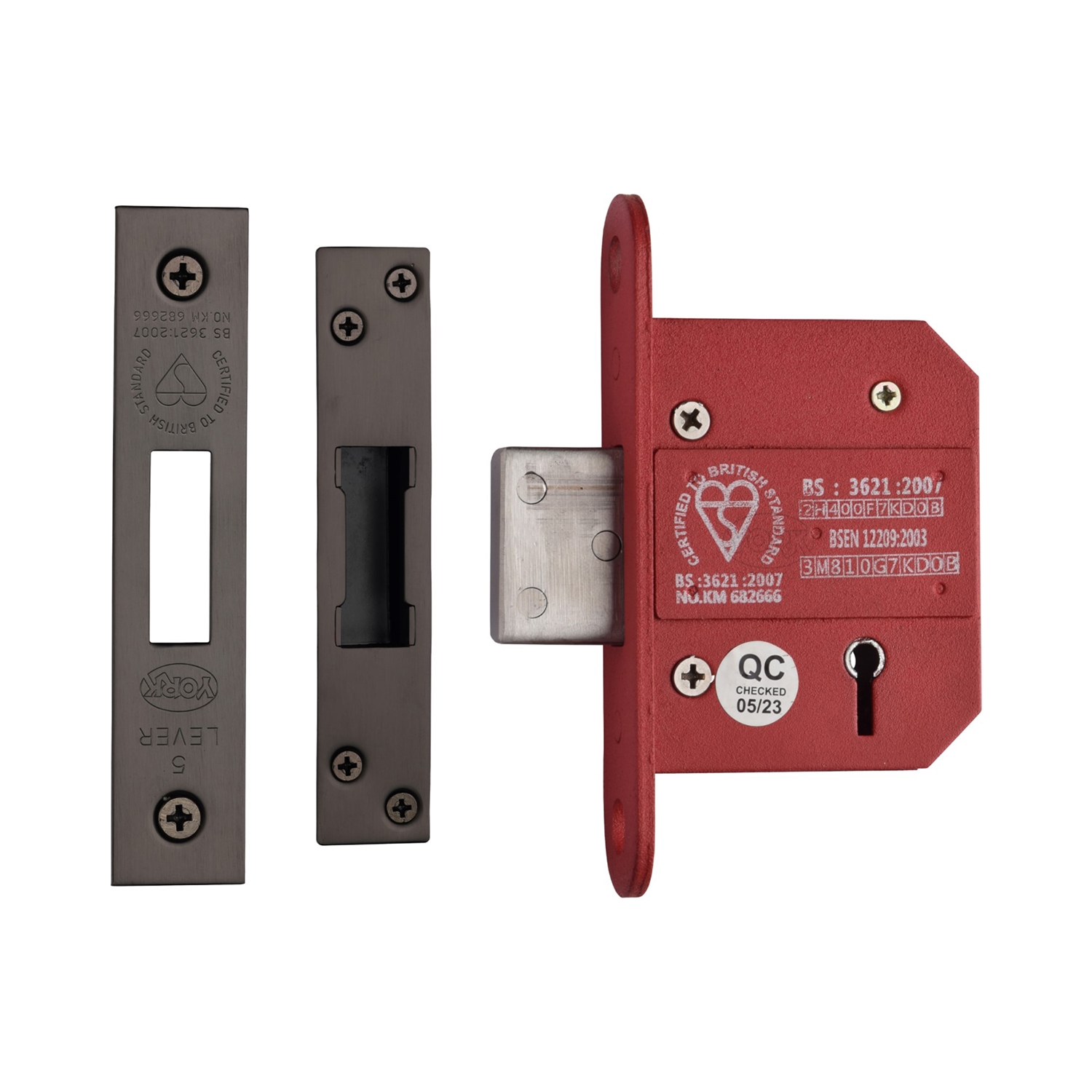 York British Standard 5 Lever Deadlock 2 1/2" Matt Bronze Finish